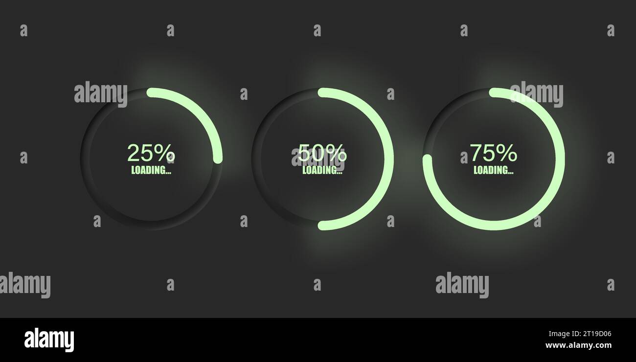 Loading bar circular neumorphic indicator. Light downloading process in ...