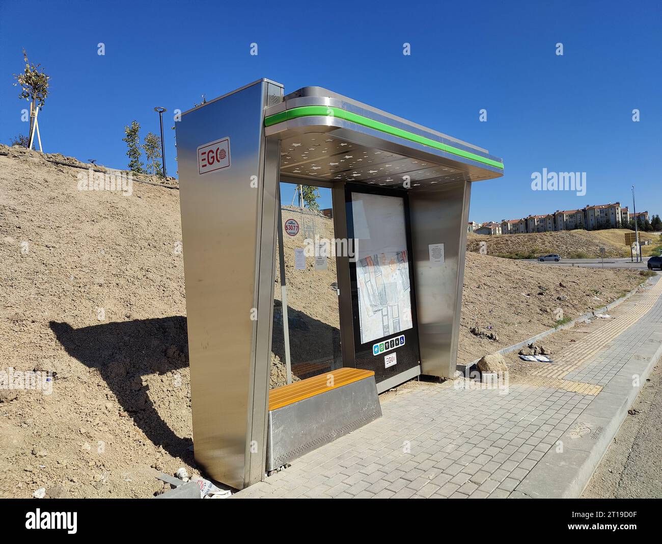 Ankara, Turkey, October 12, 2023: A bus waiting stop for EGO buses in ...