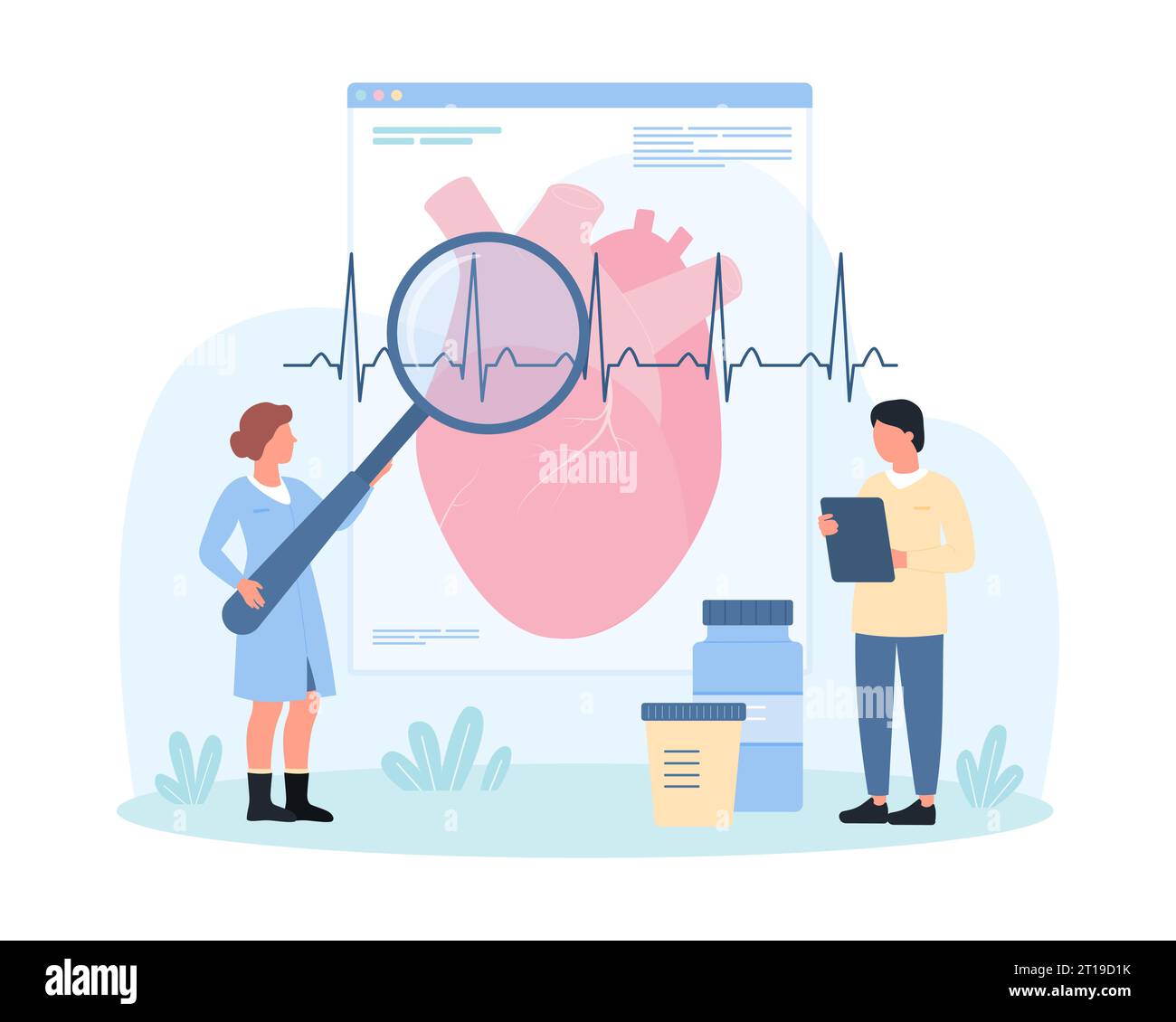 Diagnosis And Treatment Of Cardiovascular Disease Vector Illustration