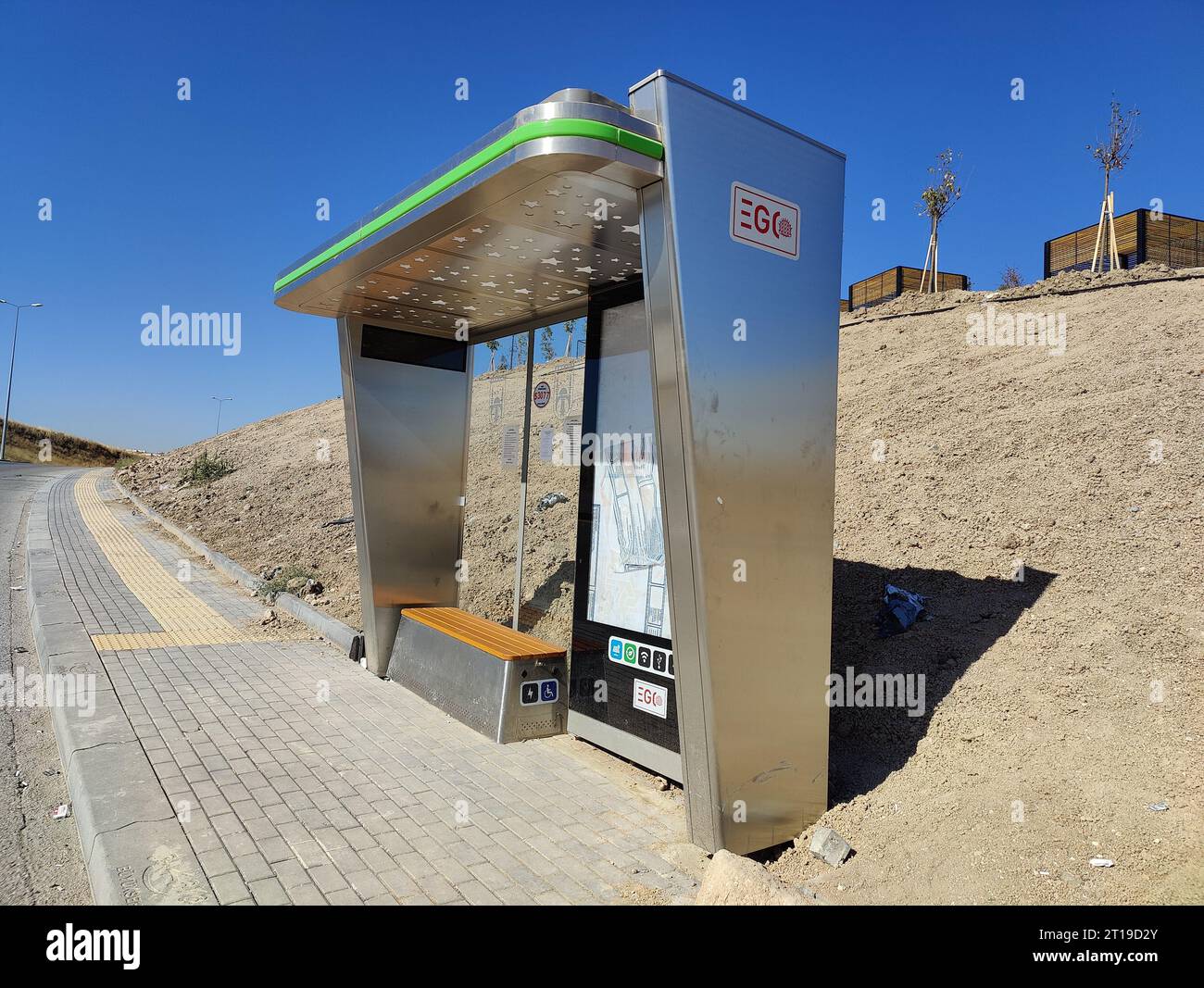 Ankara, Turkey, October 12, 2023: A bus waiting stop for EGO buses in ...