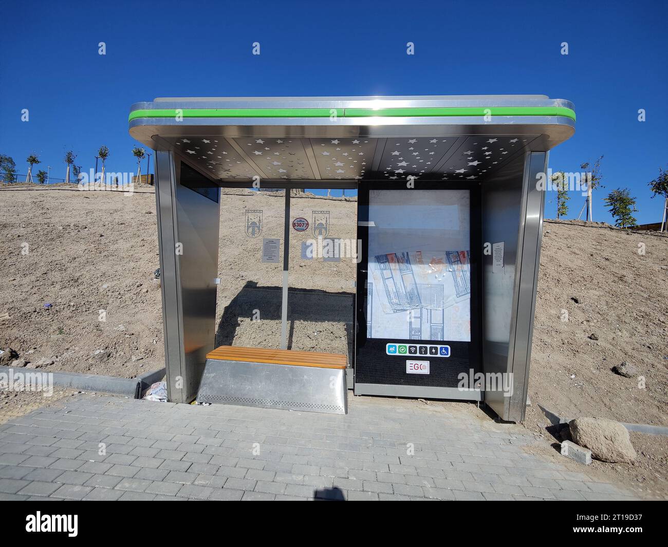 Ankara, Turkey, October 12, 2023: A bus waiting stop for EGO buses in ...
