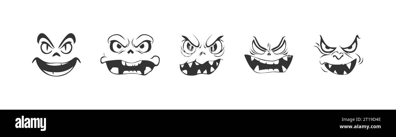 Set scary monster faces Cut Out Stock Images & Pictures - Alamy