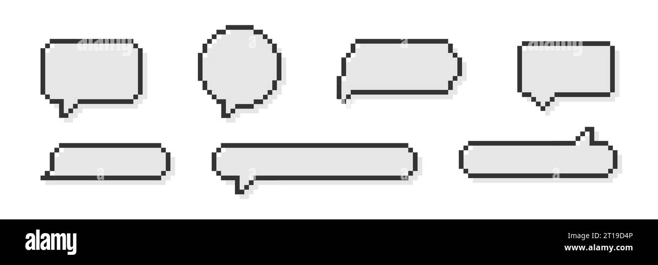 Pixel speech bubble set icon. Retro 8-bit balloon. Vector isolated ...