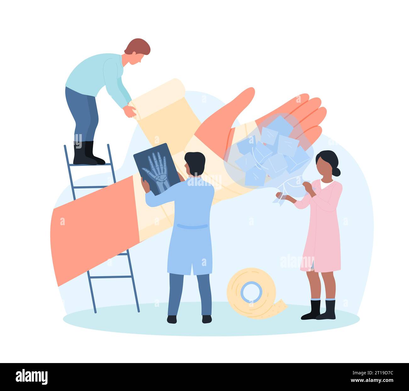 Help with hand injury and fracture in hospital vector illustration ...
