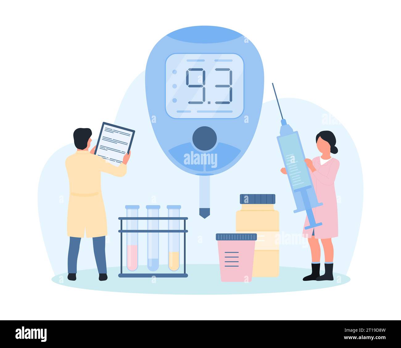 Diabetes treatment, hyperglycemia vector illustration. Cartoon tiny ...