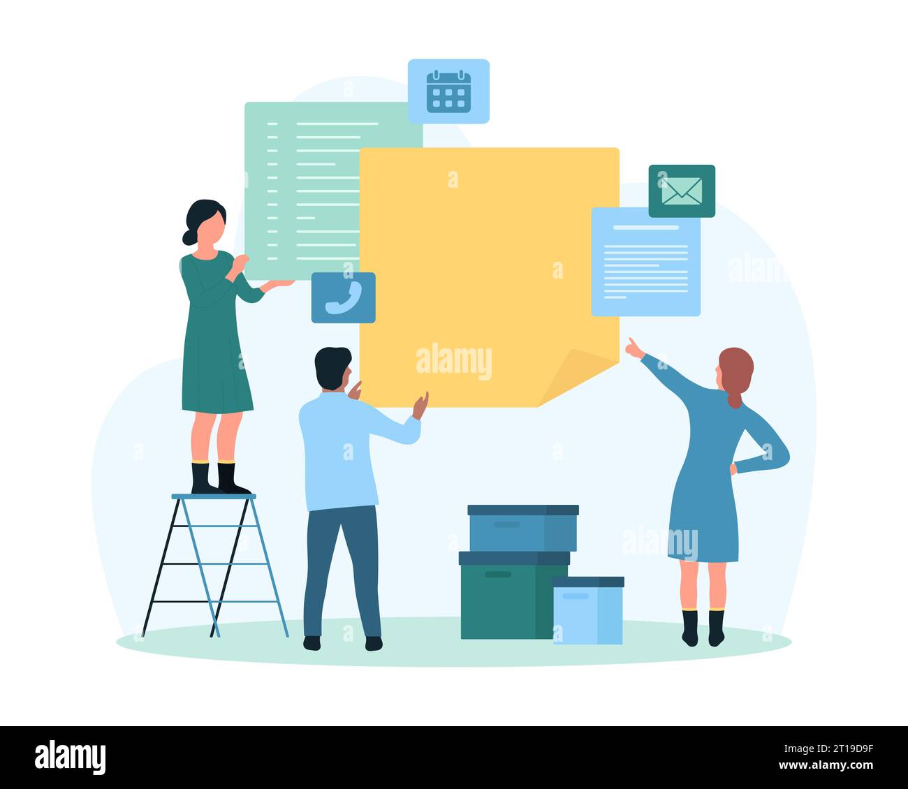 Agenda, daily planner with memo notes and calendar vector illustration ...