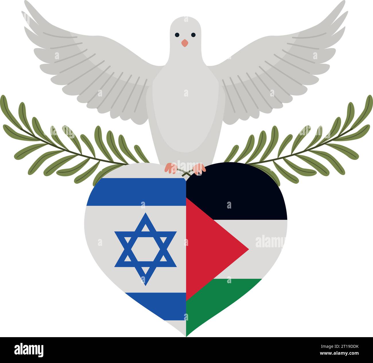 palestine and israel flags in heart with dove Stock Vector Image & Art ...
