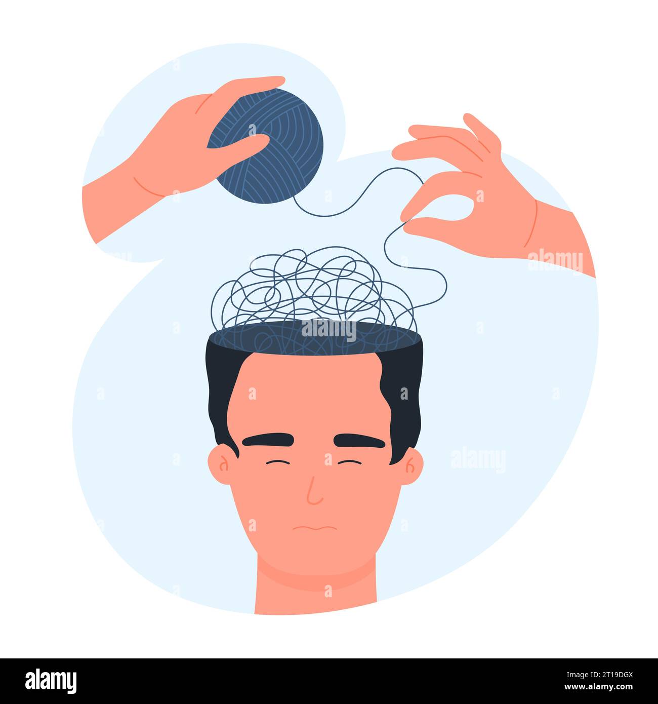 Mental health, help and care thoughts and mind recovery vector ...