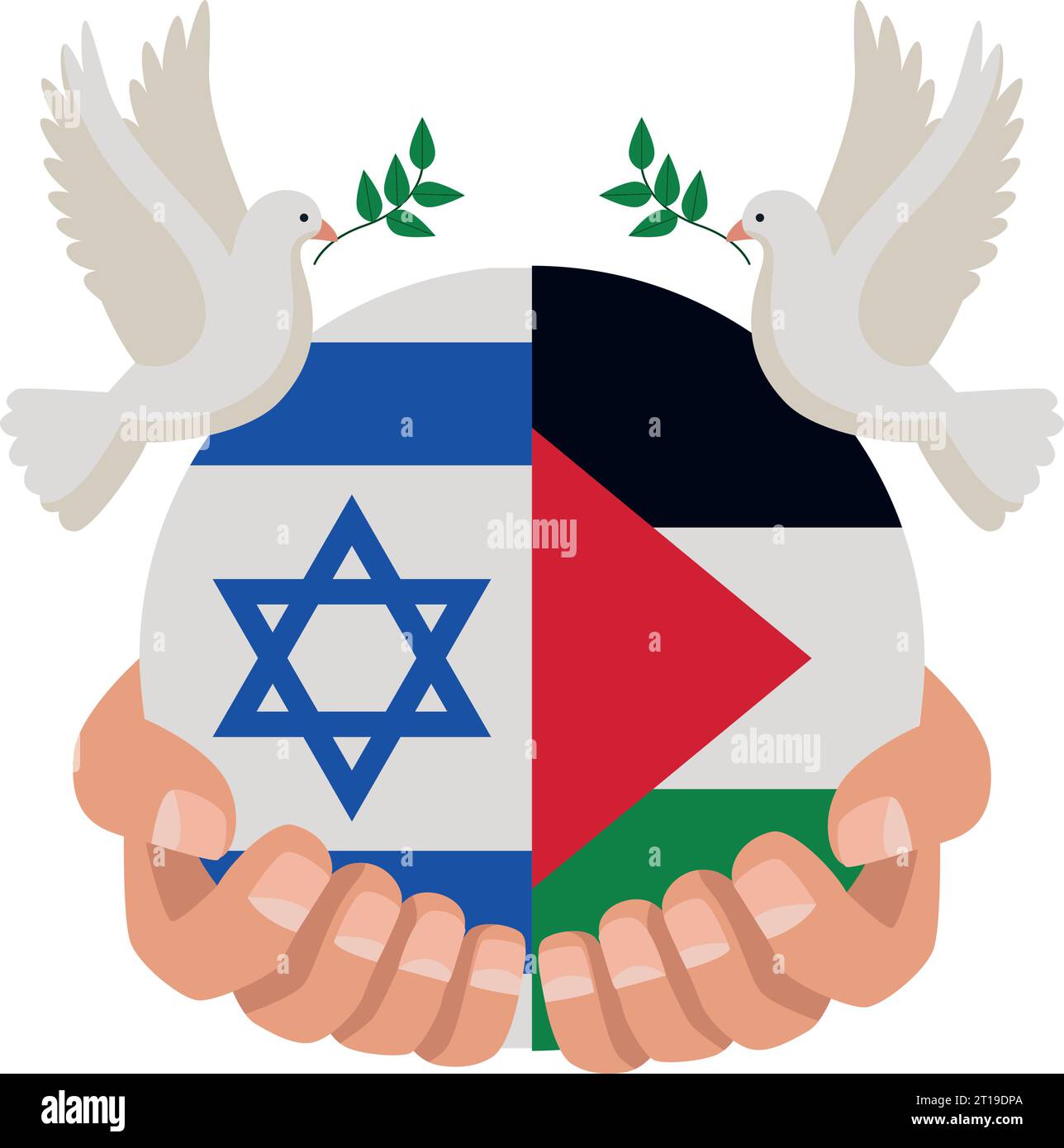 palestine and israel flags with peace doves Stock Vector Image & Art ...