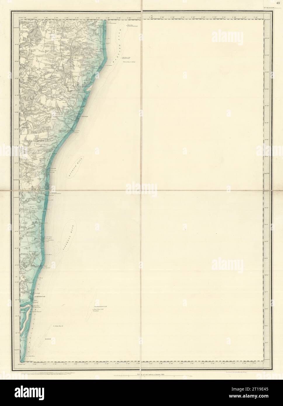 OS #49 Suffolk Coast. Southwold Kessingland Dunwich Aldeburgh Sizewell ...