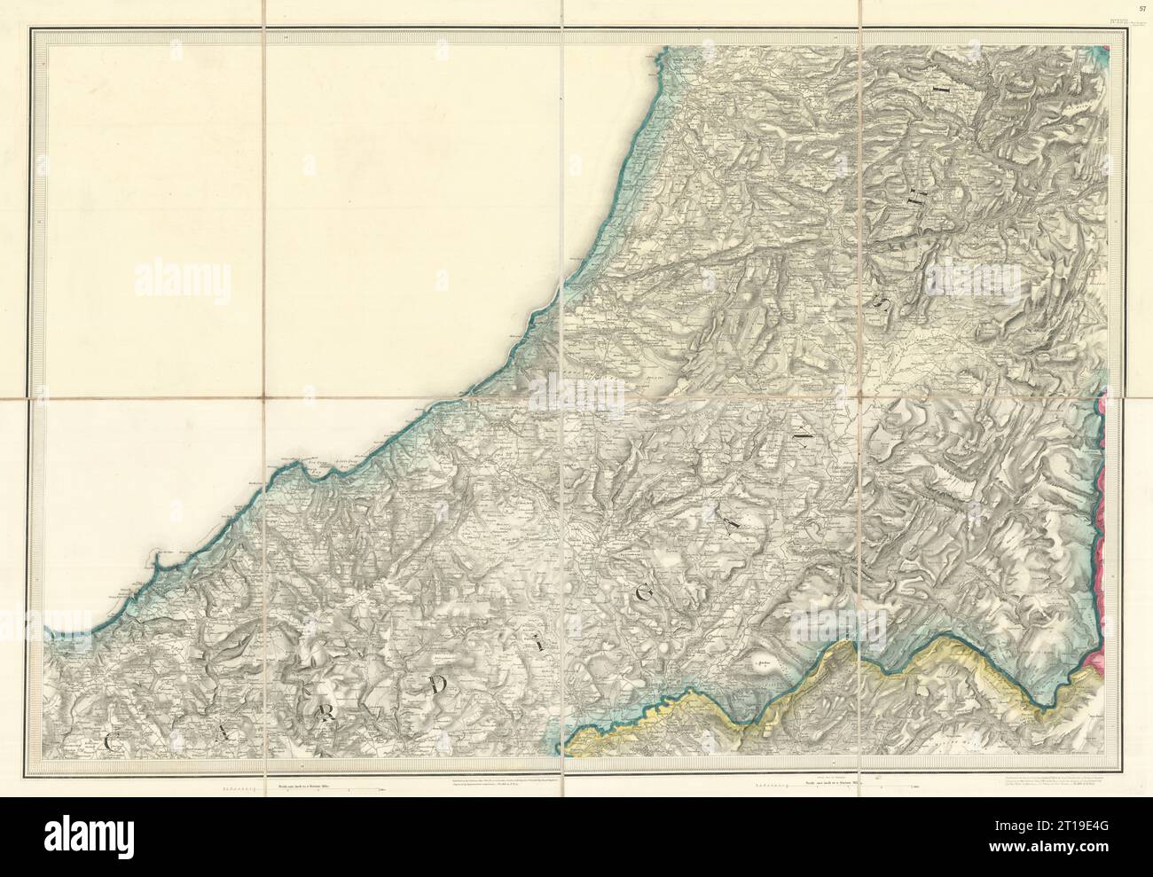 OS #57 Cardiganshire Coast Teifi Valley Cambrian Mountains. Aberystwyth ...