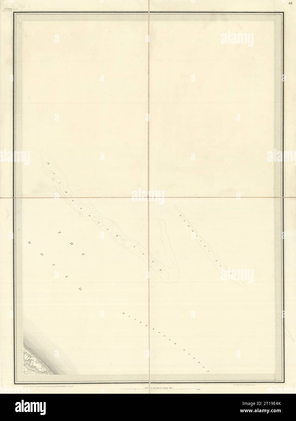 Ordnance Survey sheet 68 East Waxham coast, Norfolk Broads 1838 old map ...