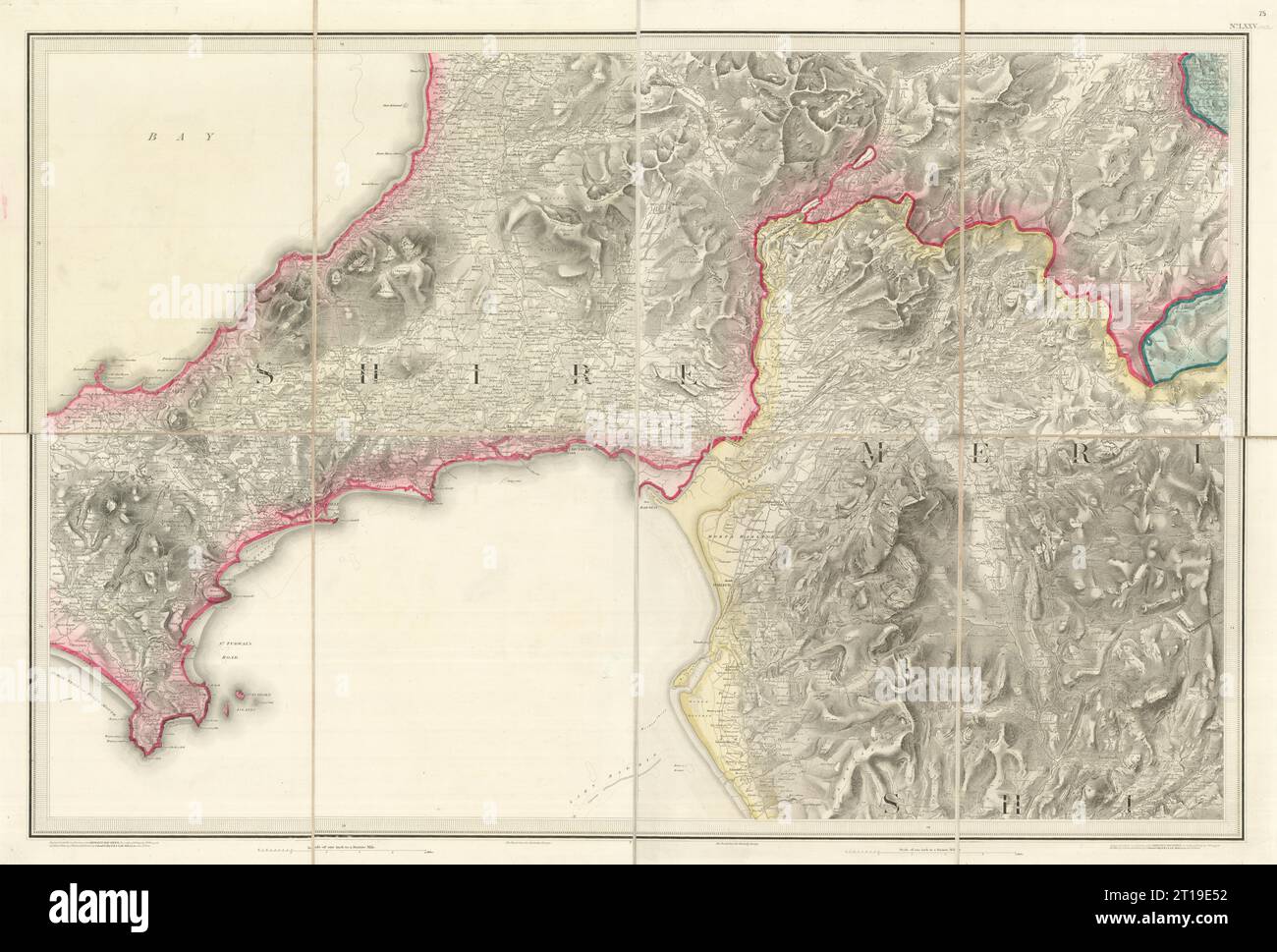 OS #75 Llyn, Tremadoc Bay & North Snowdonia. Betws-y-Coed Harlech 1840 ...