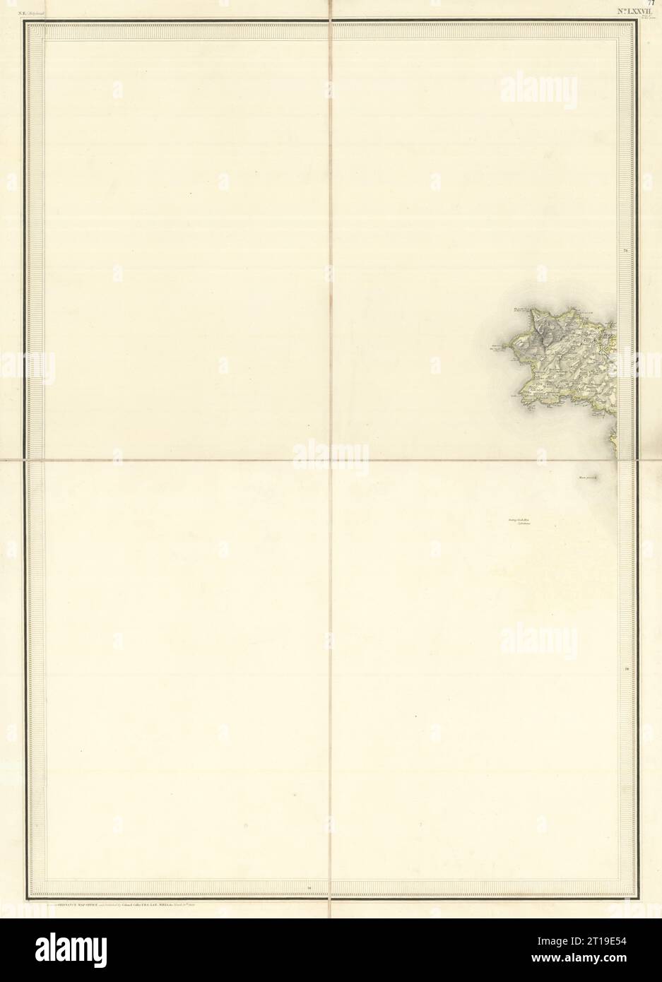 Ordnance Survey sheet 77 Holyhead Island, Anglesey Coast 1839 old ...