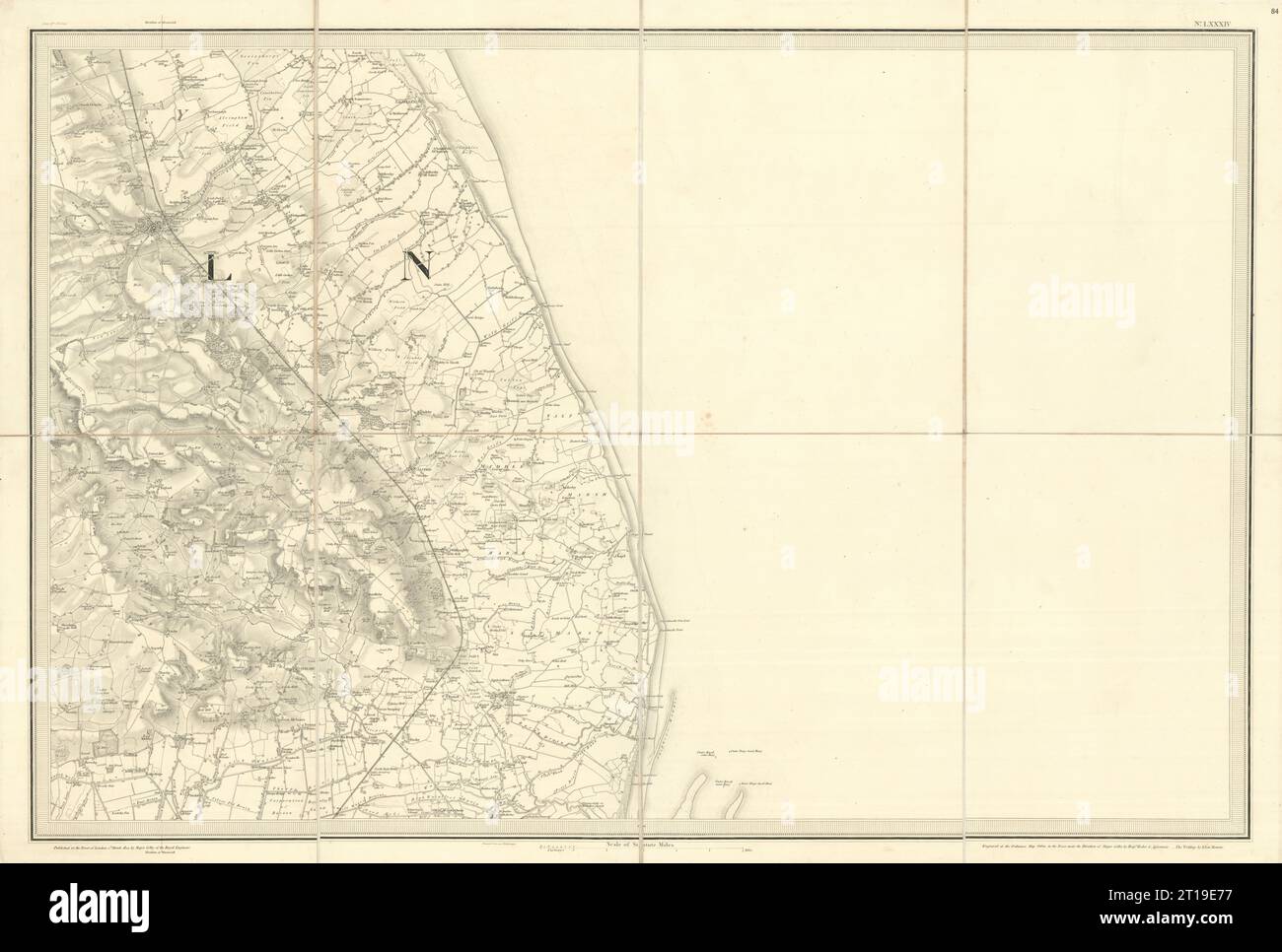OS #84 Lincolnshire Wolds, Coast & Marshes. Louth Burgh Saltfleet 1824 ...