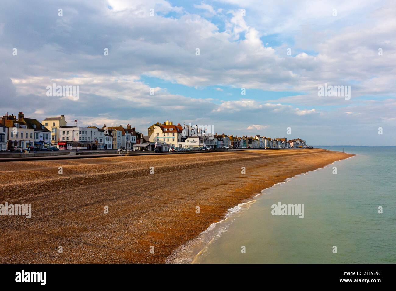 View of the shingle beach and buildings on the seafront at Deal on the ...