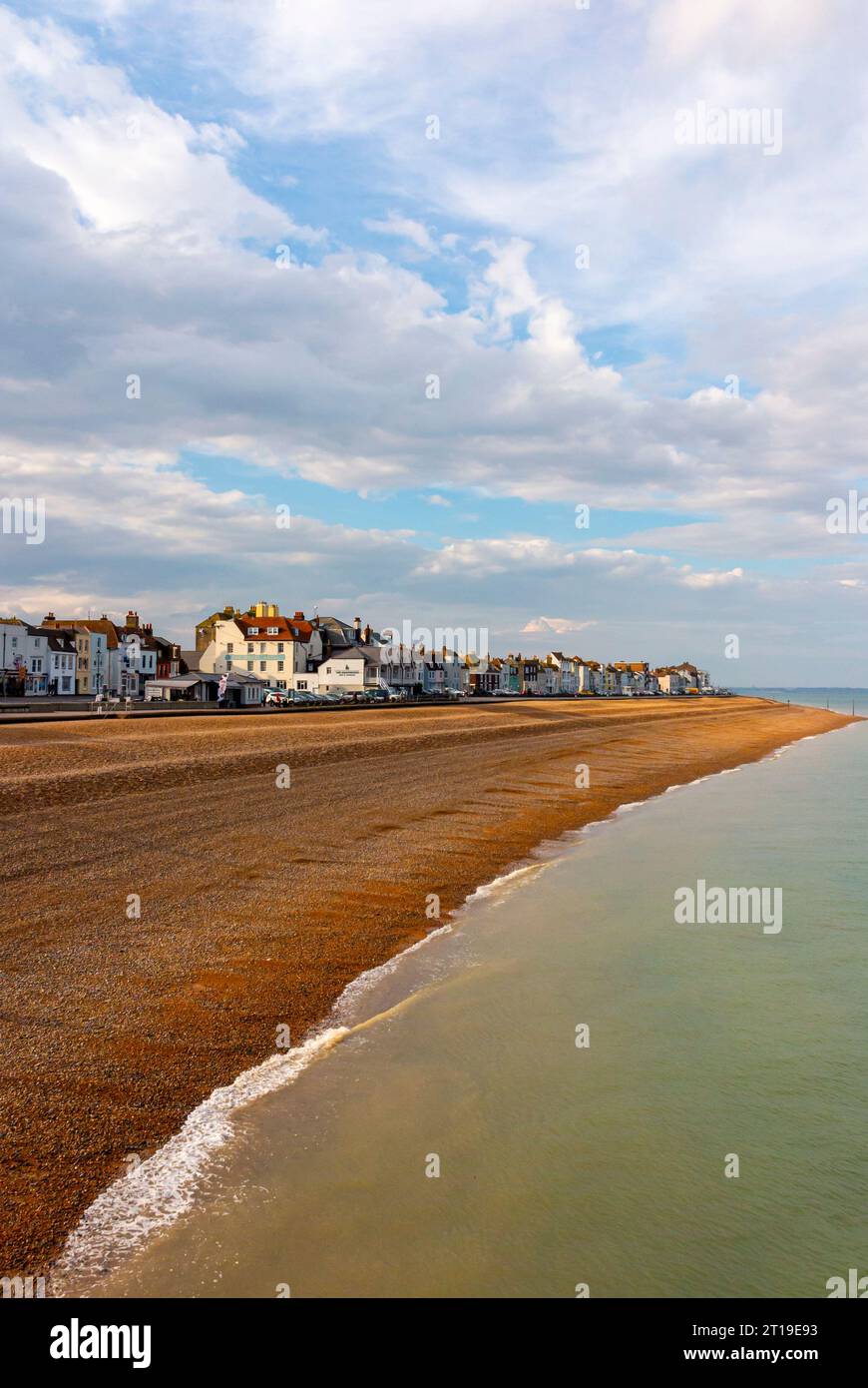 View of the shingle beach and buildings on the seafront at Deal on the ...