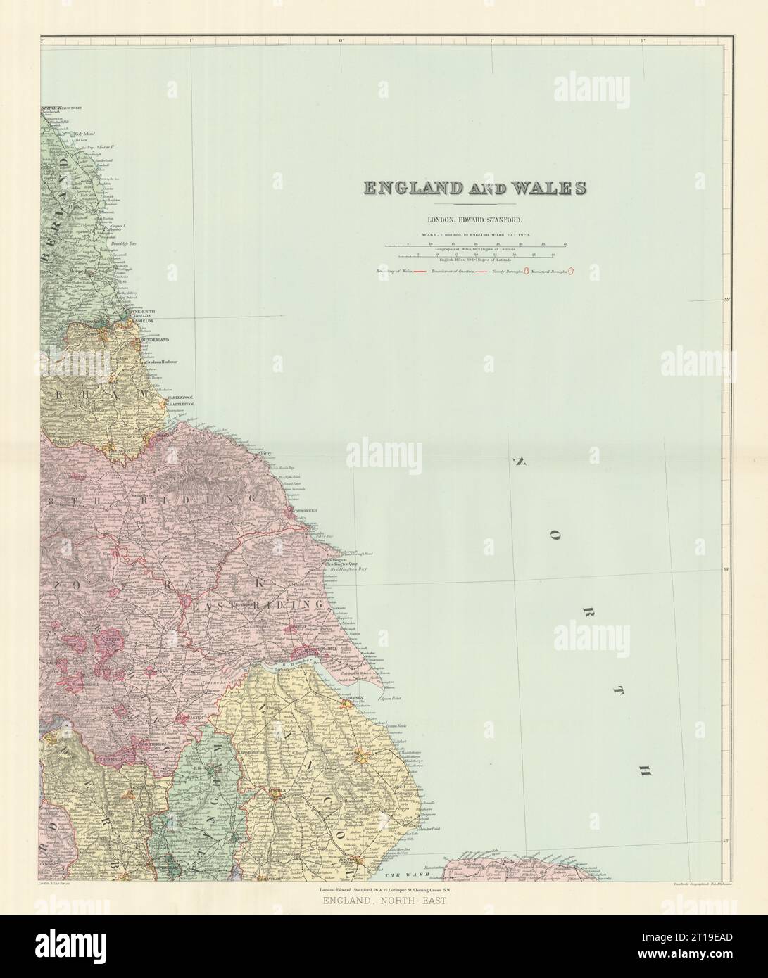 North east England. Tyneside Yorkshire Lincolnshire. 62x51cm STANFORD ...