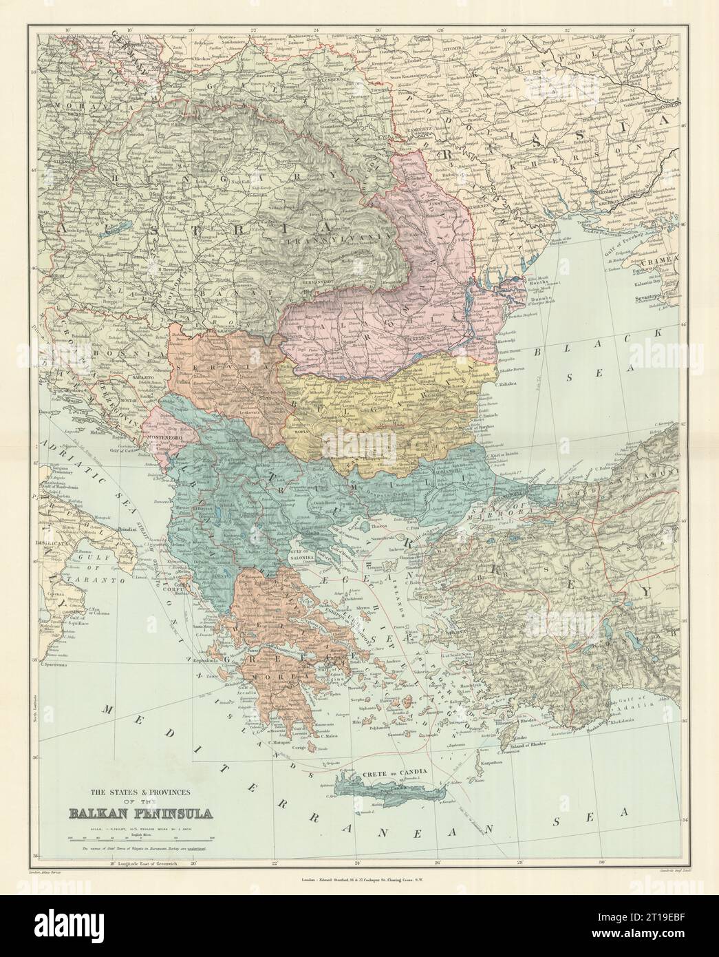 BALKAN PENINSULA Greece Austria Rumili Servia Turkey Romania STANFORD ...