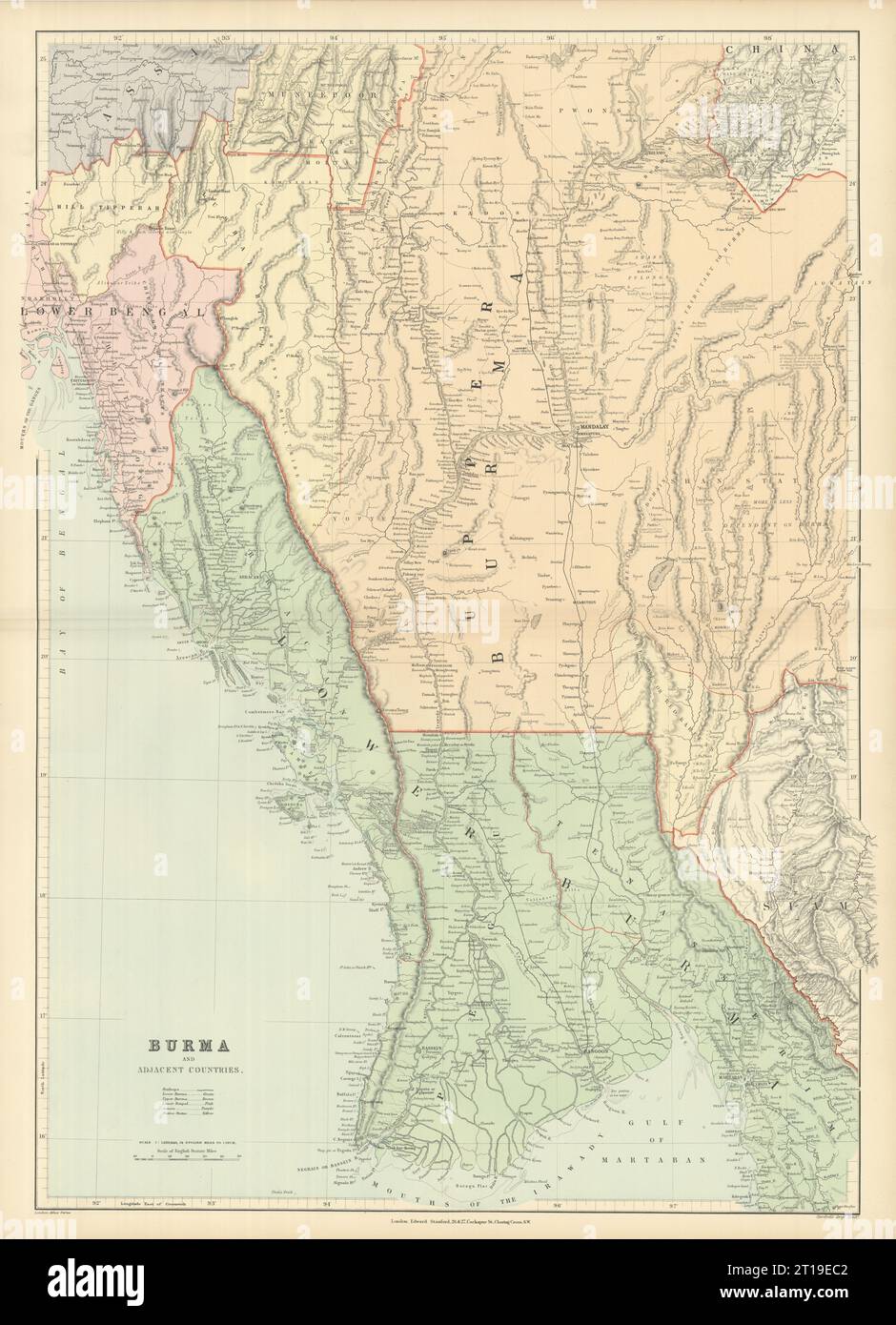 Burma & Adjacent Countries. Myanmar Bengal Assam. 75x54cm. STANFORD ...