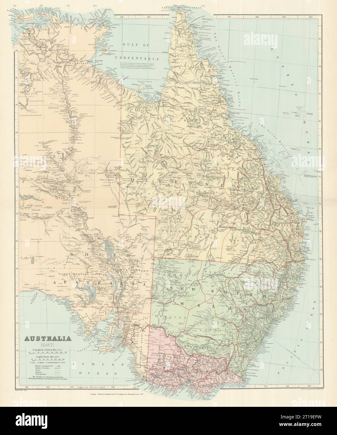 Eastern Australia. New South Wales Victoria Queensland. STANFORD 1894 ...