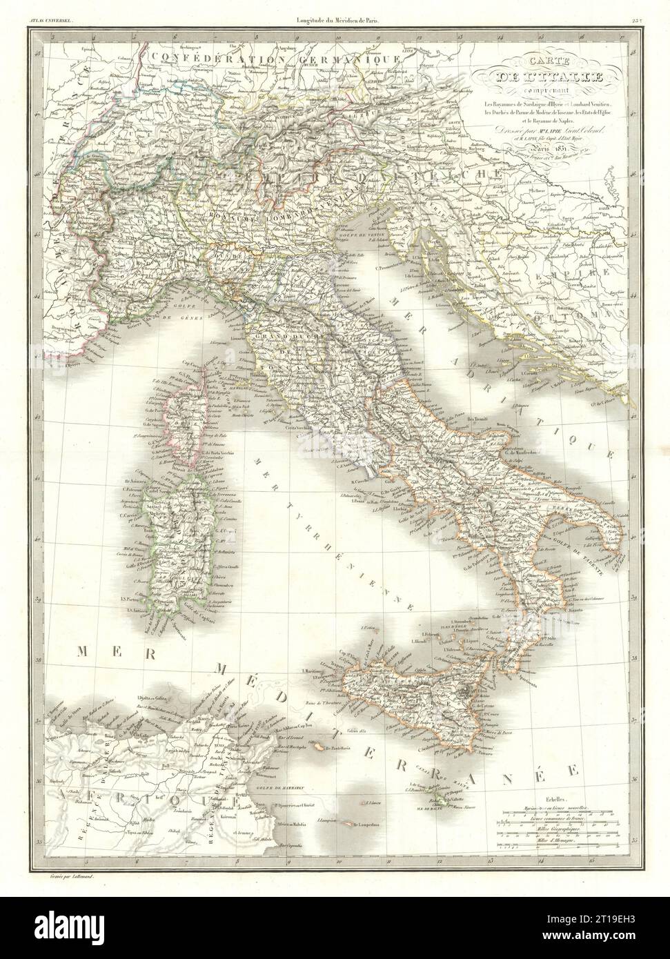 Carte de l'Italie… Italian states. Italy. LAPIE 1831 old antique map ...