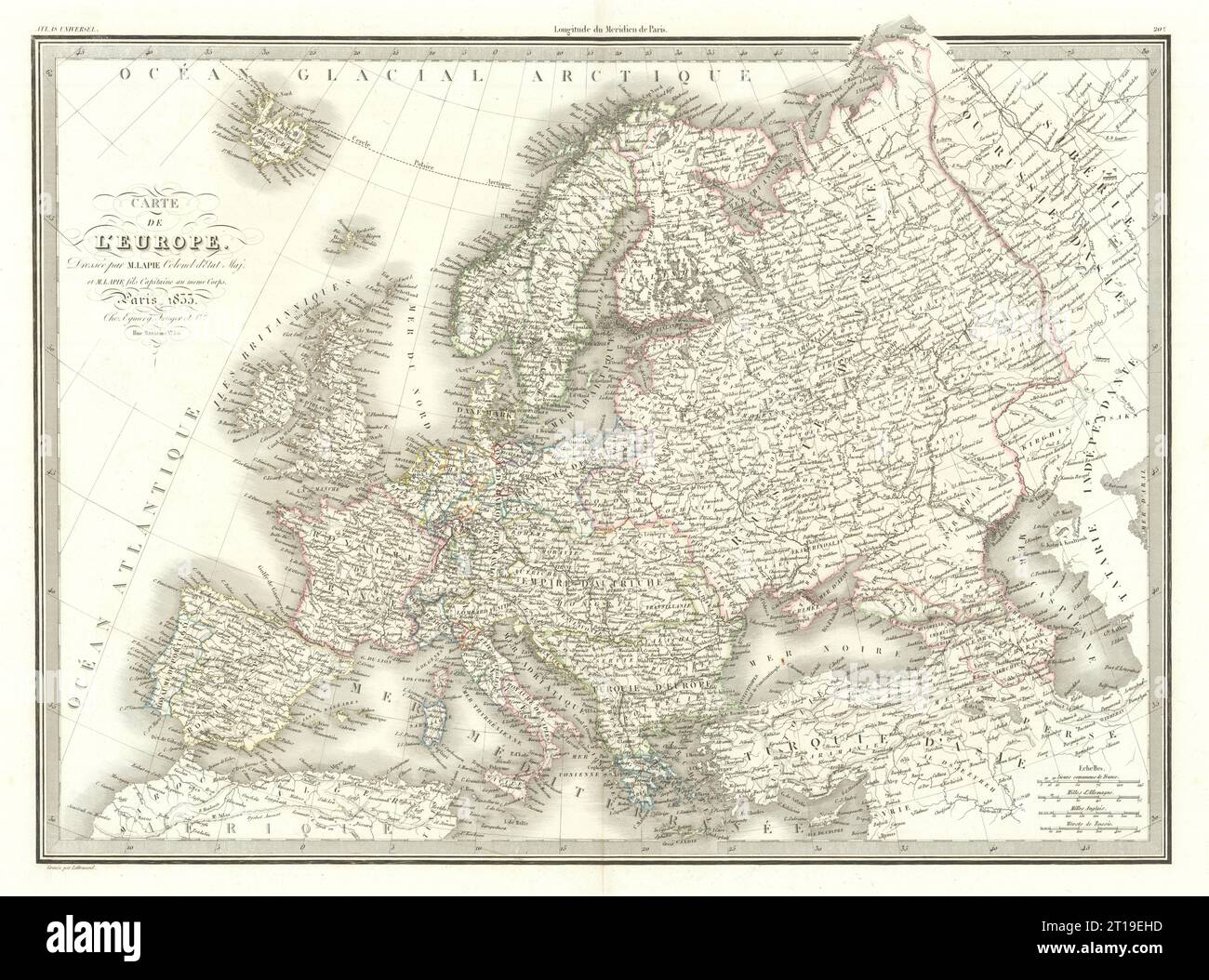 Carte de l'Europe. Kingdom of Poland. Italian States. LAPIE 1833 old ...