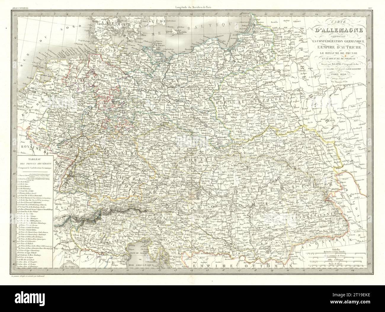 Carte de l'Allemagne… Germany Austrian Empire Prussia Poland. LAPIE ...