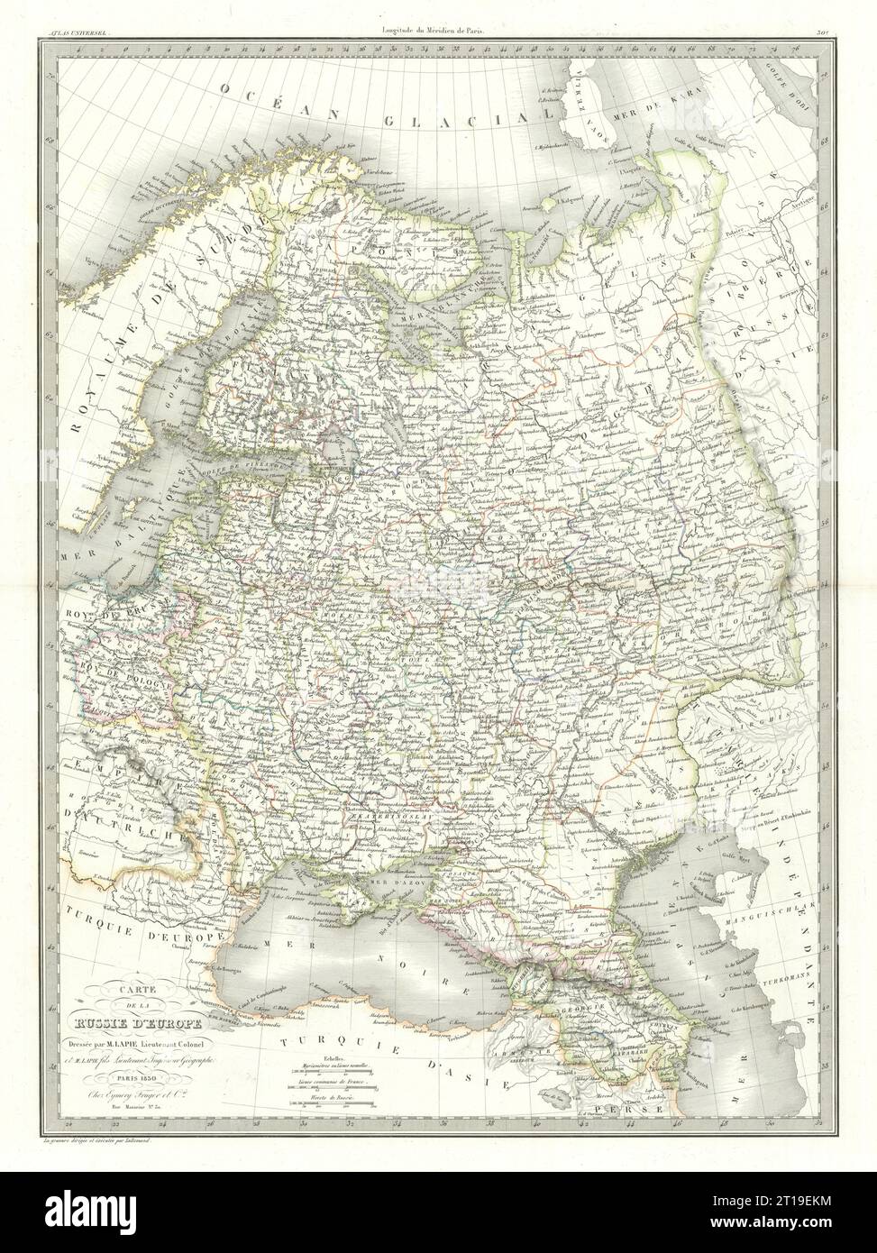 Carte de la Russie d'Europe. Russia in Europe. Ukraine Caucasus. LAPIE ...