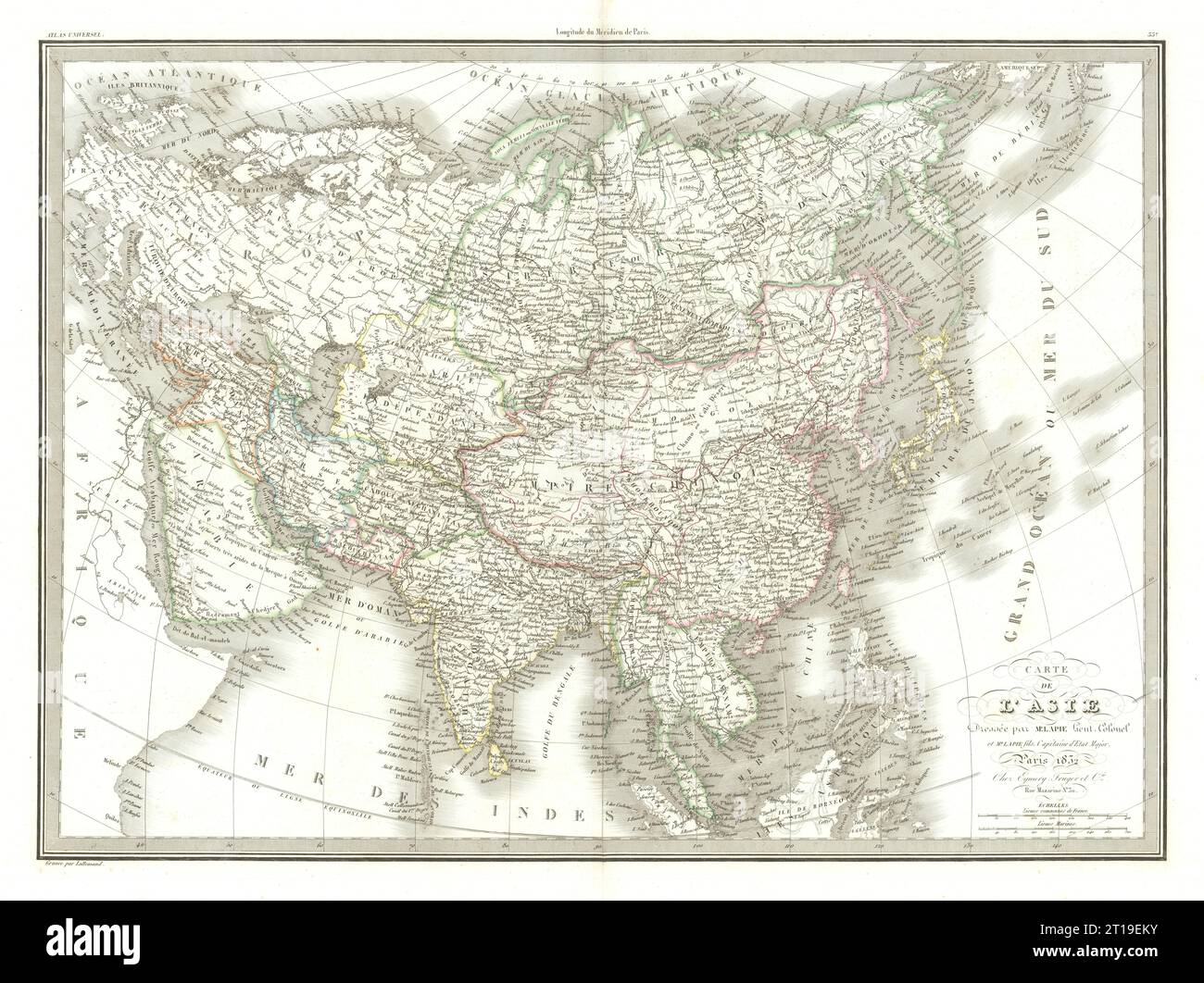 Carte de l'Asie. Asia. LAPIE 1832 old antique vintage map plan chart ...