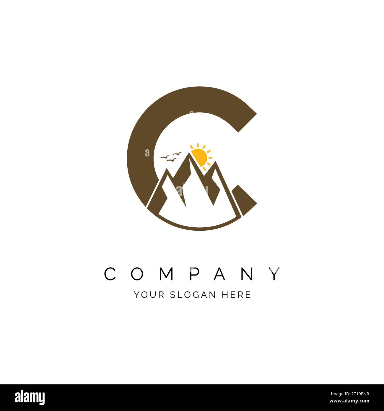 letter C with mountain logo inspiration, alphabet C with mountains ...
