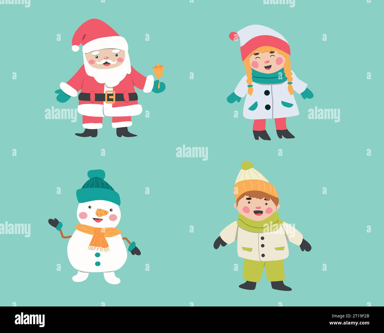 cartoon christmas characters and kids - set Stock Vector Image & Art ...