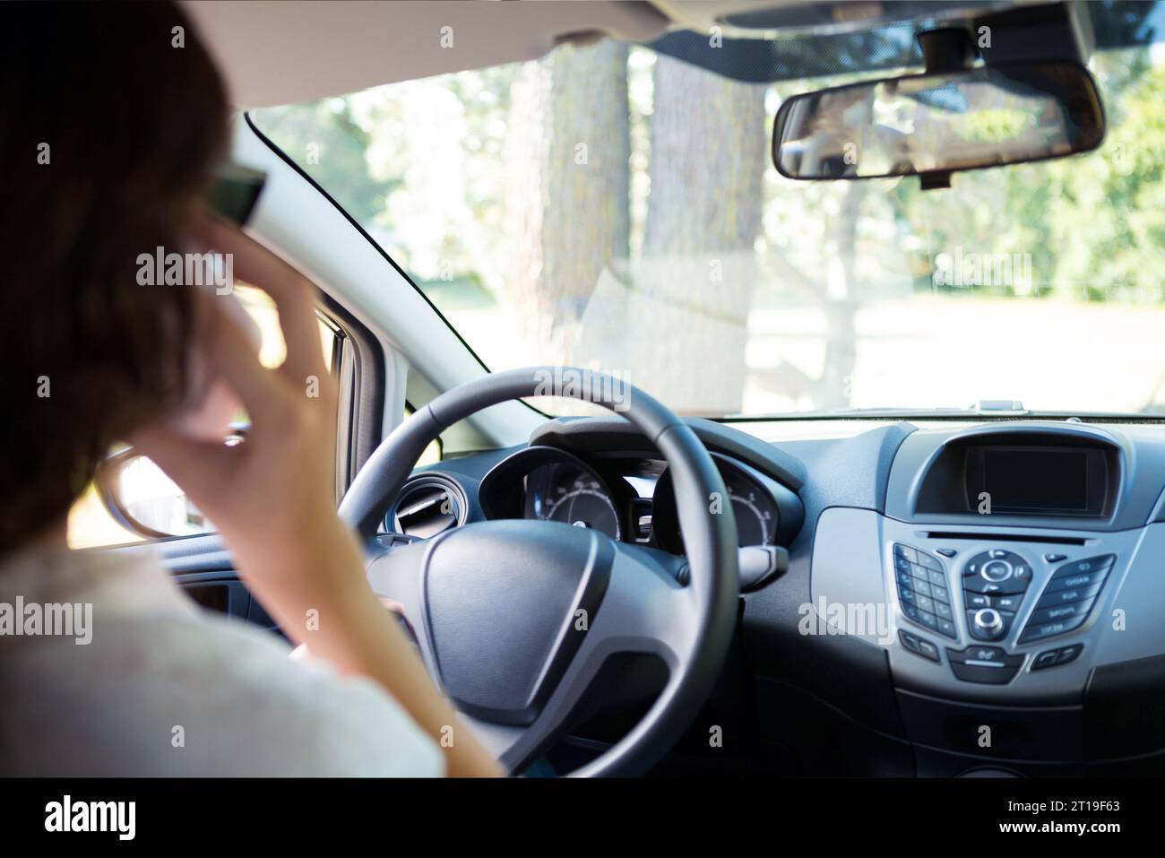 Car driving background. Steering wheel with driver's hands Stock Photo ...