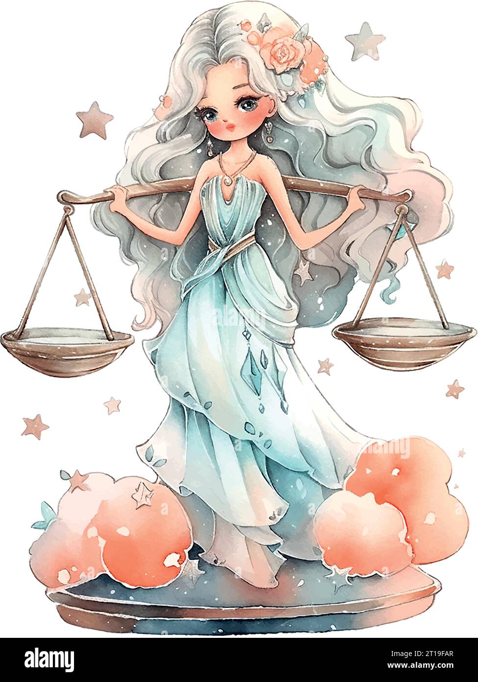 Libra zodiac sign on watercolor background. Vector Illustration Stock ...