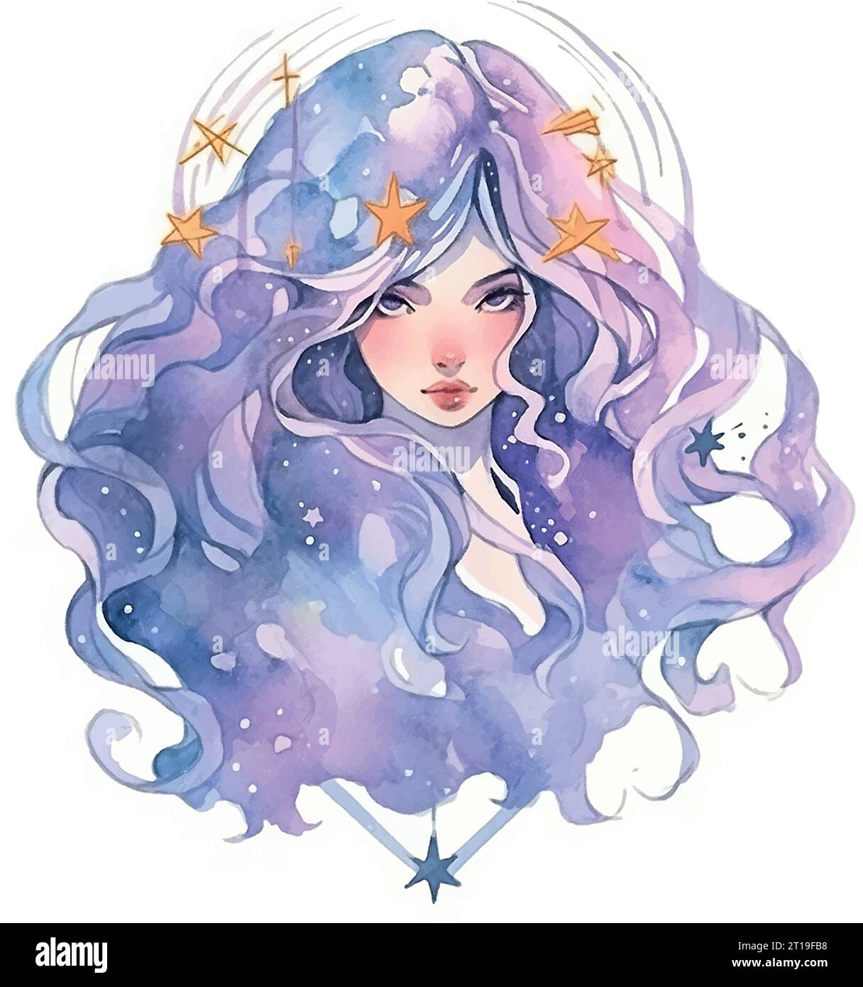 Zodiac sign virgo watercolor on white background Stock Vector Image ...