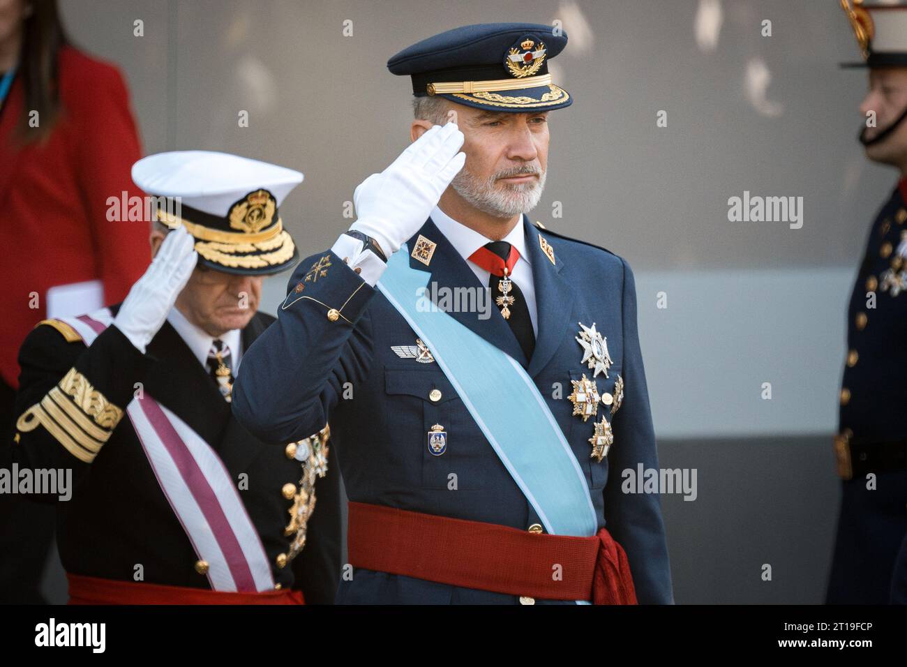 King Felipe VI of Spain greets the Spanish armed forces at the start of ...