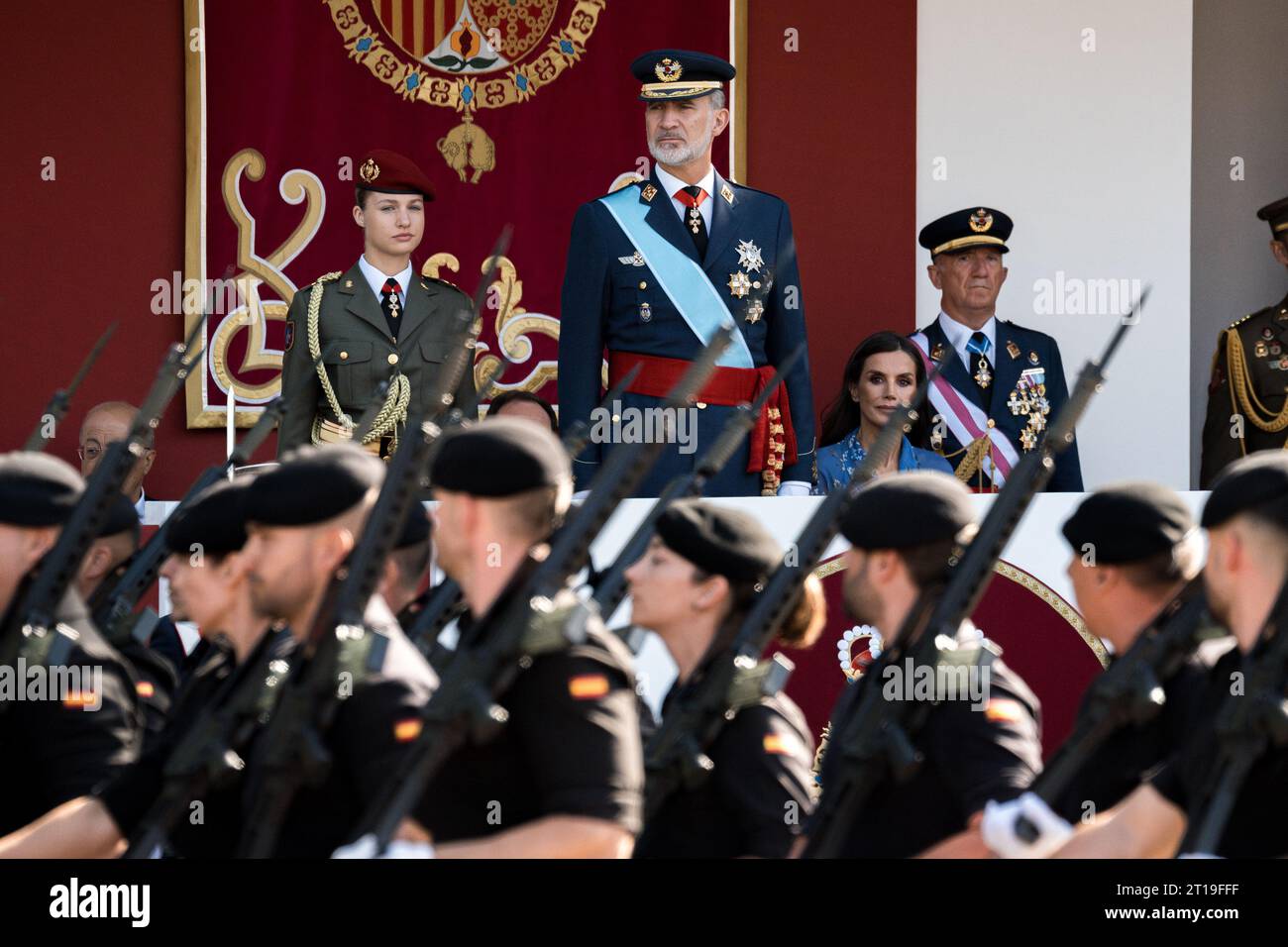 The Spanish Royal family during the military parade of the National ...