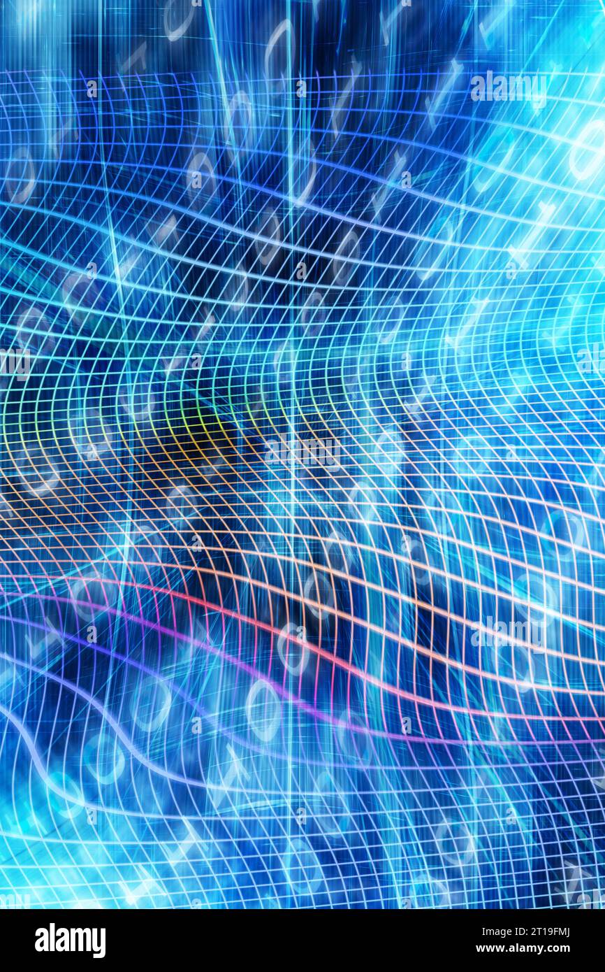 cyberspace background with binary digits and a grid Stock Photo - Alamy