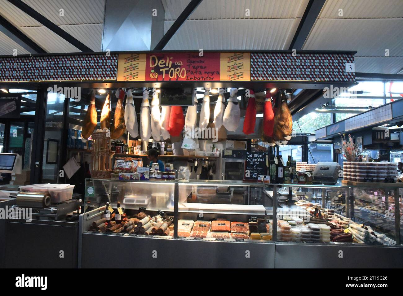Copenhagen, Denmark /12 October. 2023/Spanish food Deli Del Toroa shop ...