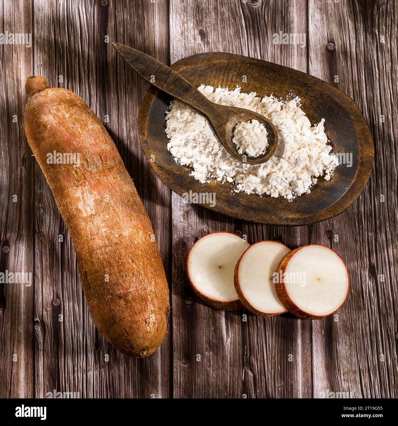 Raw cassava root starch - Manihot esculenta Stock Photo - Alamy