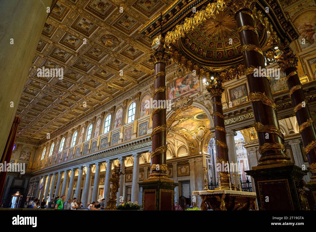 Interior view in the Catholic Church of St. Maria Maggiore in Rome ...