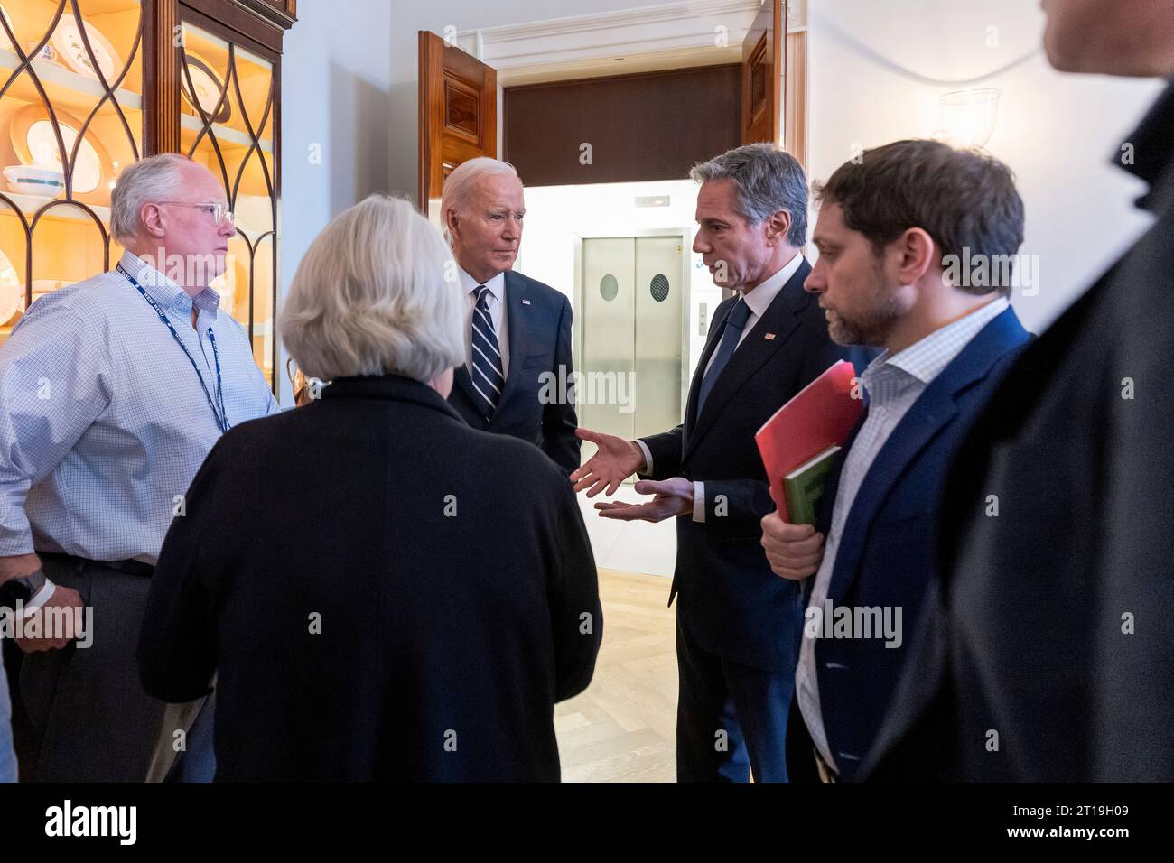 President Joe Biden meets with senior advisors following his remarks on ...