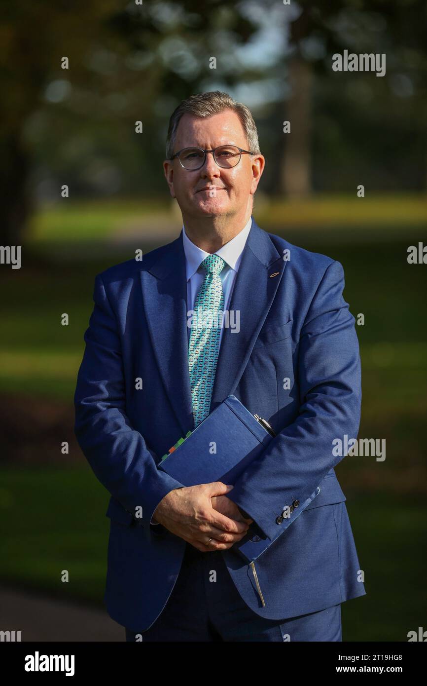 Leader of the DUP, Sir Jeffery Donaldson MP, at Lisburn Castle Gardens ...
