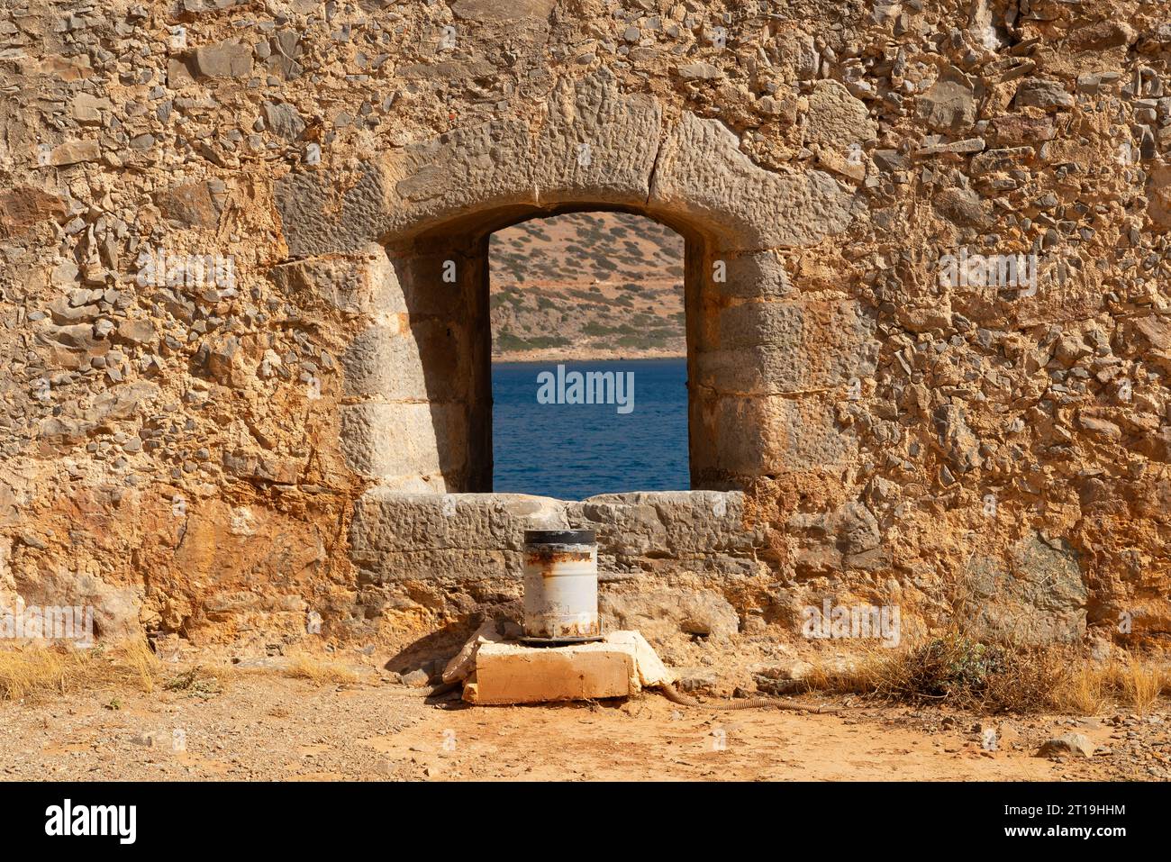 Spinalonga Fortress, built in the 16th century by the Venetians, in ...
