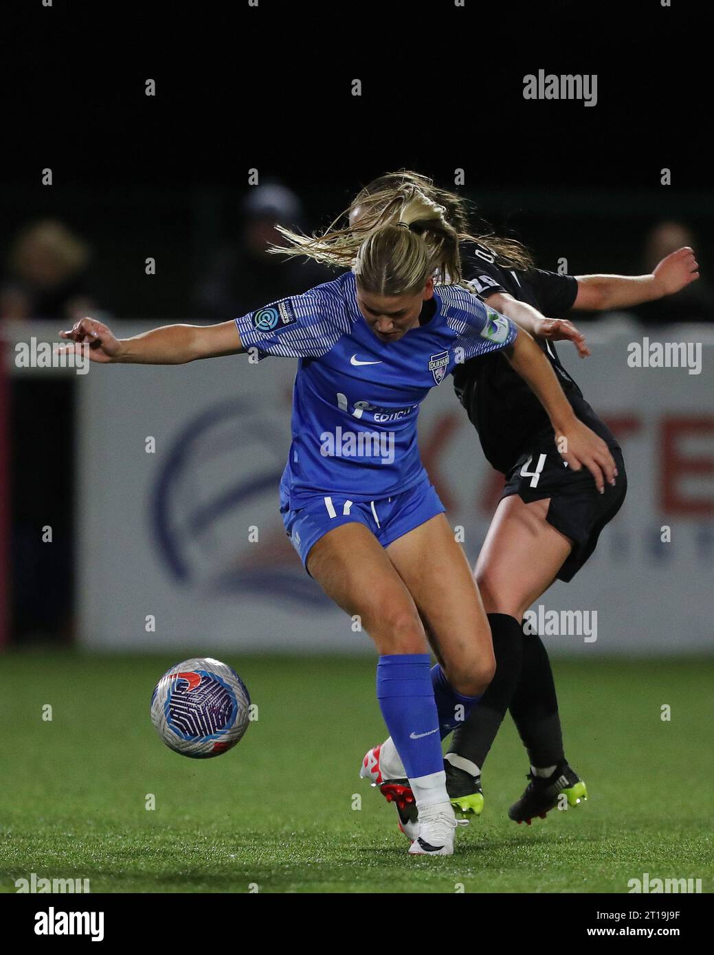 Poppy Pritchard of Durham Women battles with Tyler Toland of Blackburn ...