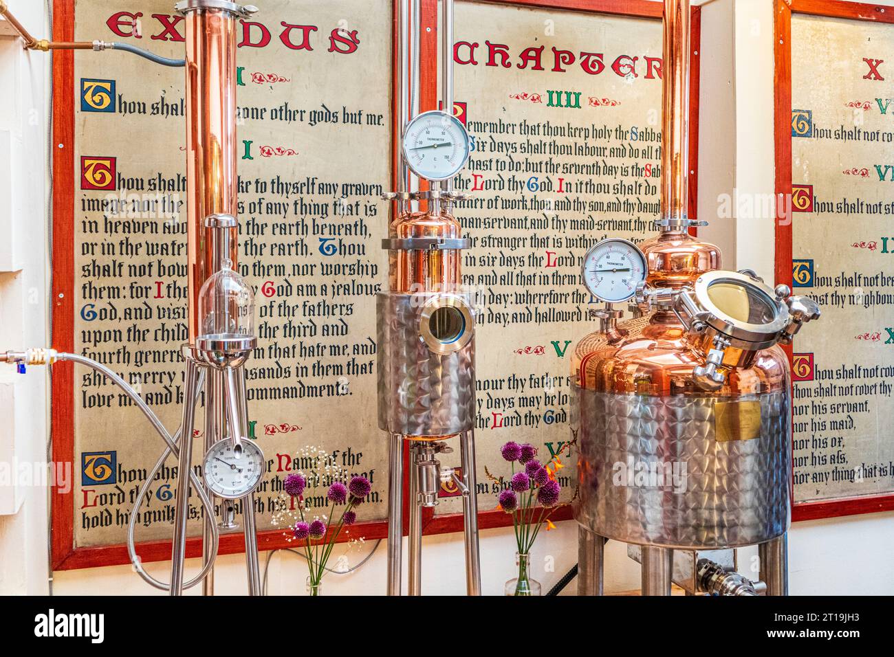 Micro distillery making gin set against a decalogue showing the ten ...