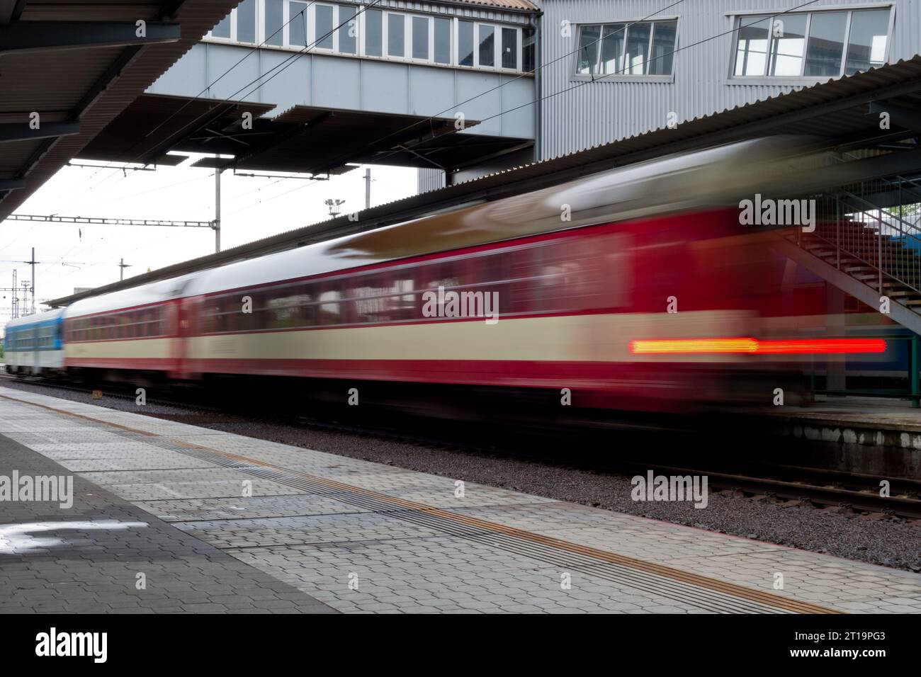 OSTRAVA, CZECH REPUBLIC - MAY 11, 2014: Fast czech train of Ceske Drahy ...