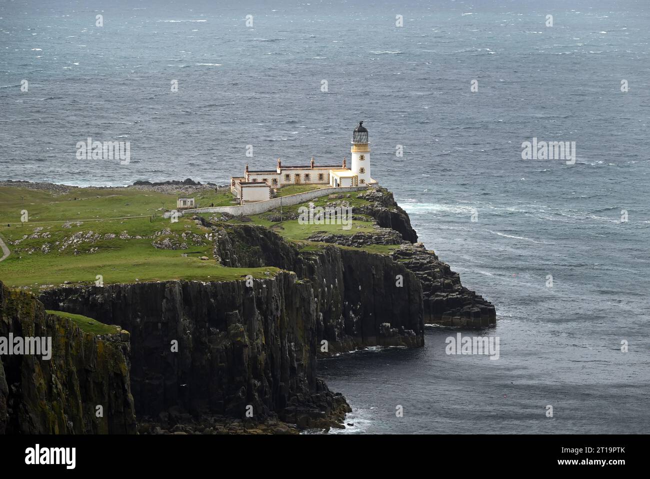 The impressive lighthouse and landscape at Nest Point, Scotland Stock ...