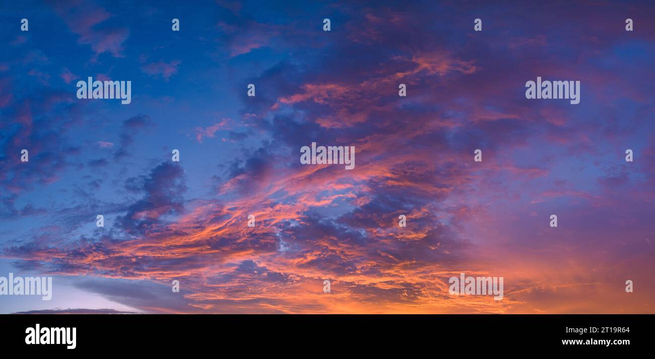 aerial panorama view amazing cloud with purple shadow in blue sky ...