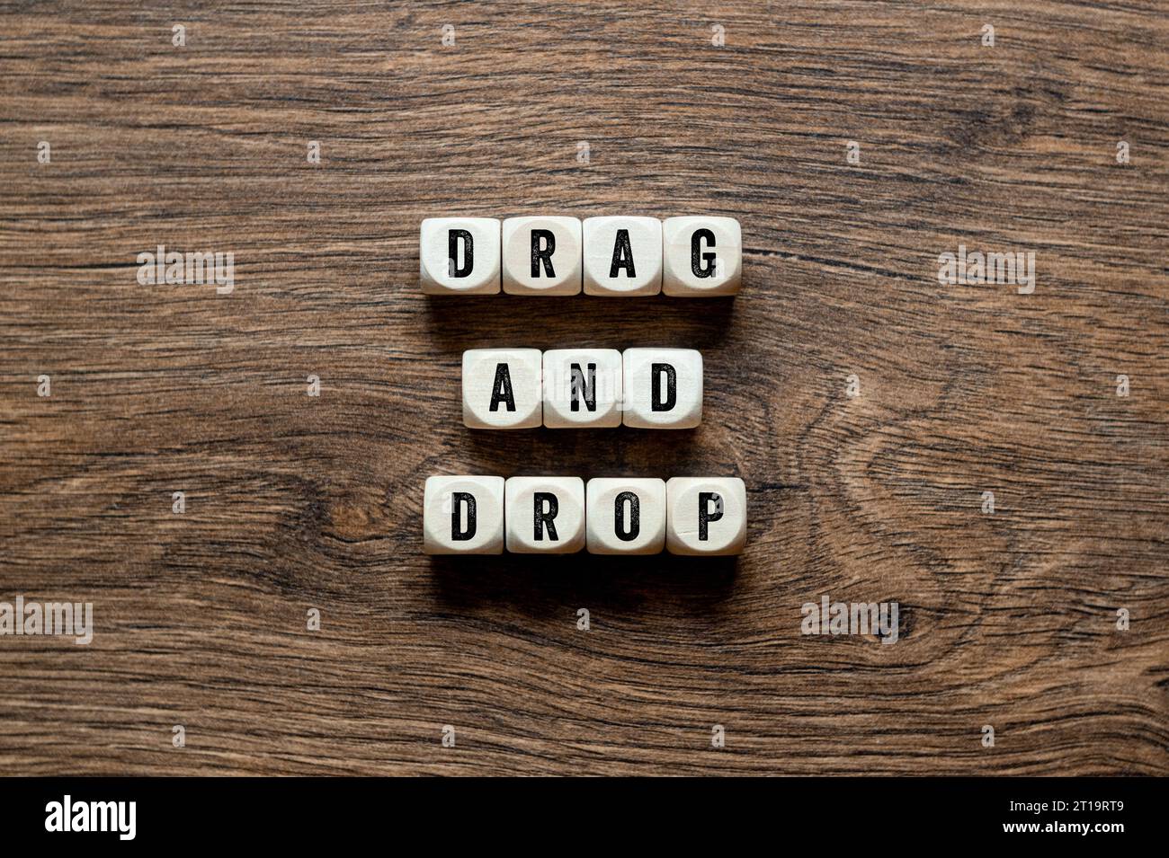 Drag and Drop - word concept on building blocks, text Stock Photo - Alamy